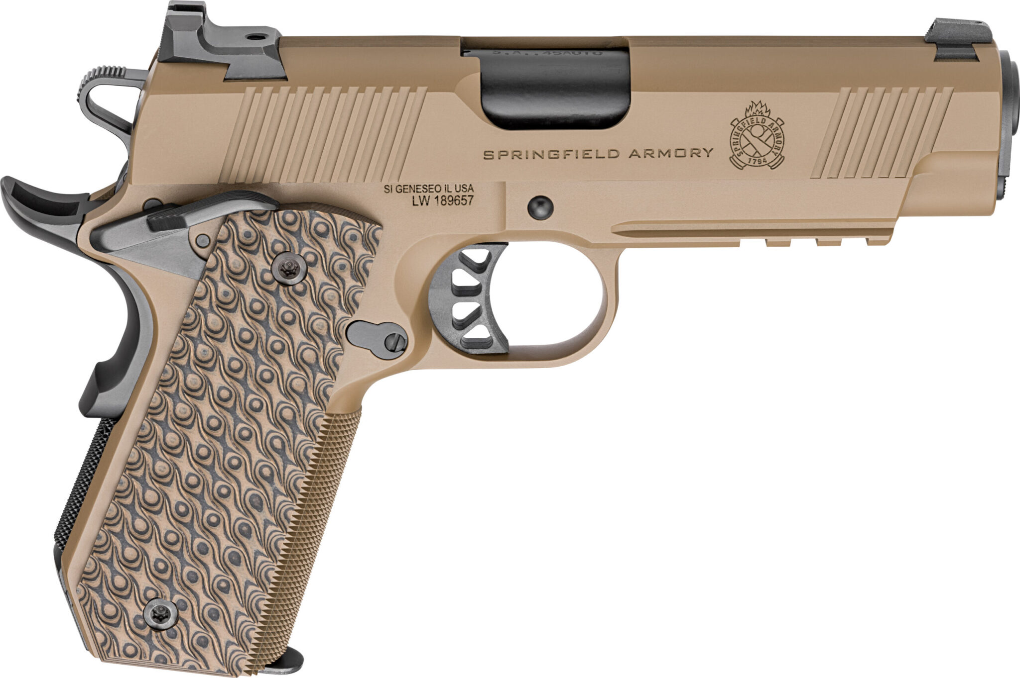 SPRINGFIELD ARMORY TRP 1911 FDE 4.25" 45ACP W/ CARRY CUT & RAIL 2-8RD ...